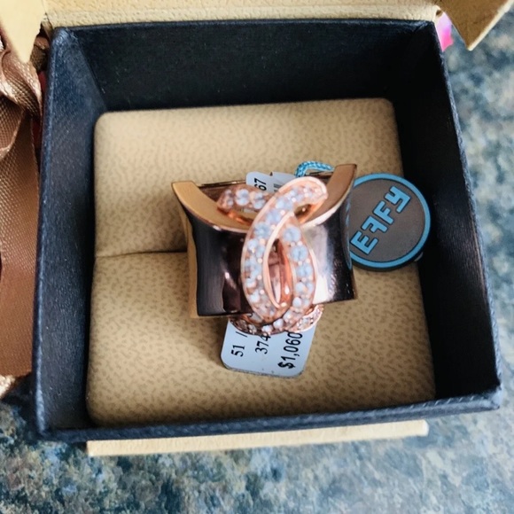 Effy | Jewelry | Effy Rose Gold Plated With White Sapphires Ring Size 8 ...